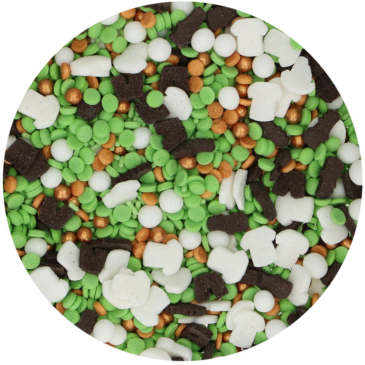 Strössel Fotboll Guld grön svart vit | Tårtverket